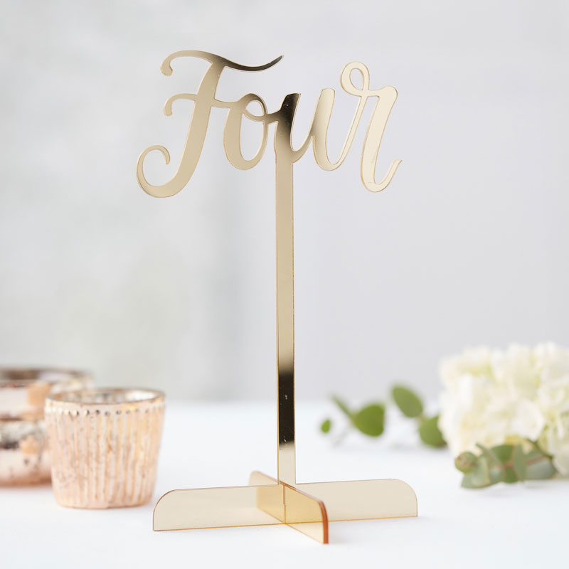 Gold Acrylic Table Numbers 1-12 (12pk) – Party Delights Wondergroup