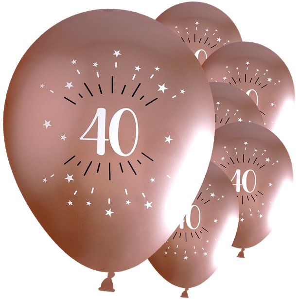 Sparkling Rose Gold 40th Latex Balloons - 12" (6pk) – Party Delights ...