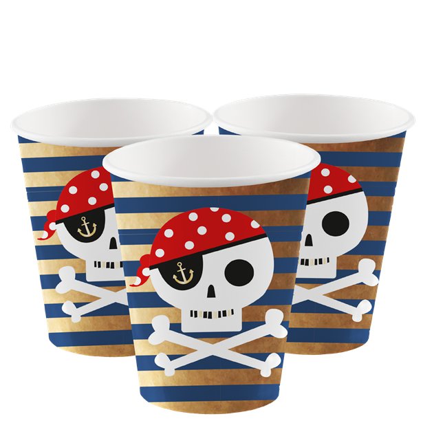 Treasure Island Pirate Cups- 250ml (8pk) – Party Delights Wondergroup