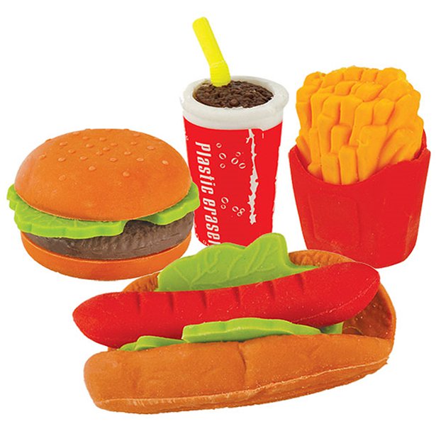 Fast Food Erasers (4pk) – Party Delights Wondergroup