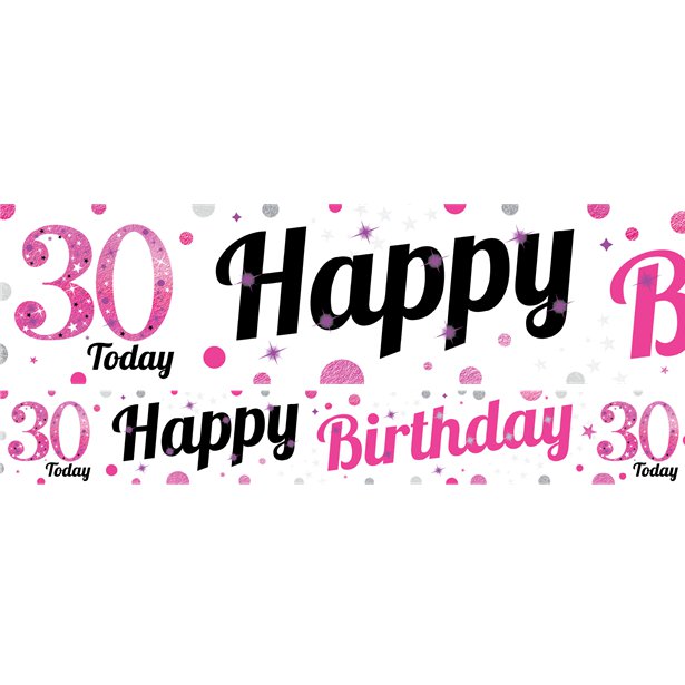 30th Birthday Pink Celebration Paper Banners -1m (3pk) – Party Delights ...