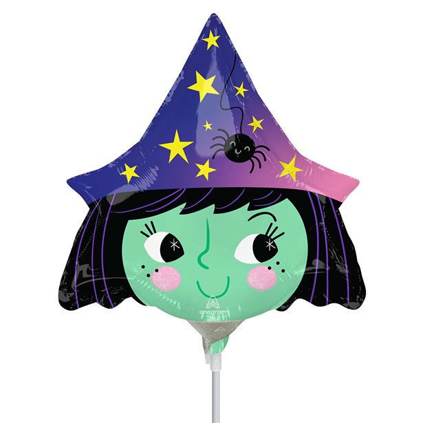 Witch Mini Balloon on a Stick - Foil – Party Delights Wondergroup