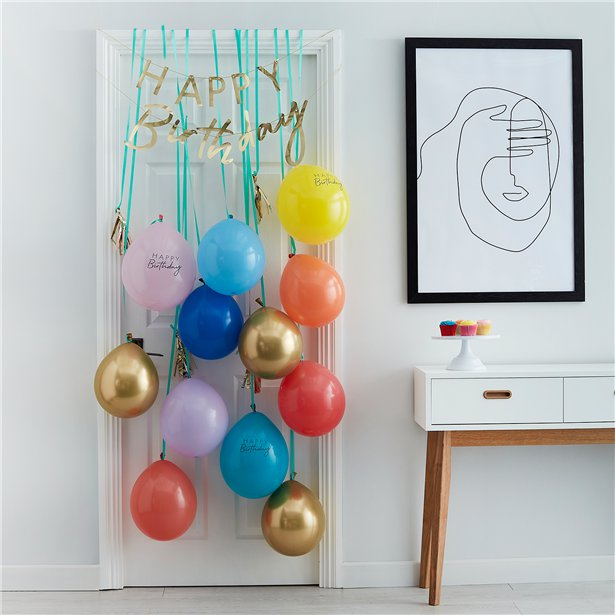 Mix It Up Rainbow & Gold Birthday Door Decorating Kit – Party Delights ...