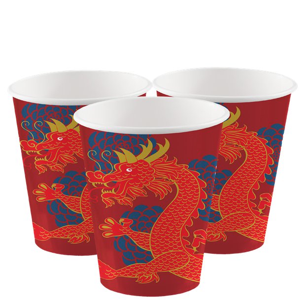 Chinese New Year Paper Cups - 250ml (8pk) – Party Delights Wondergroup