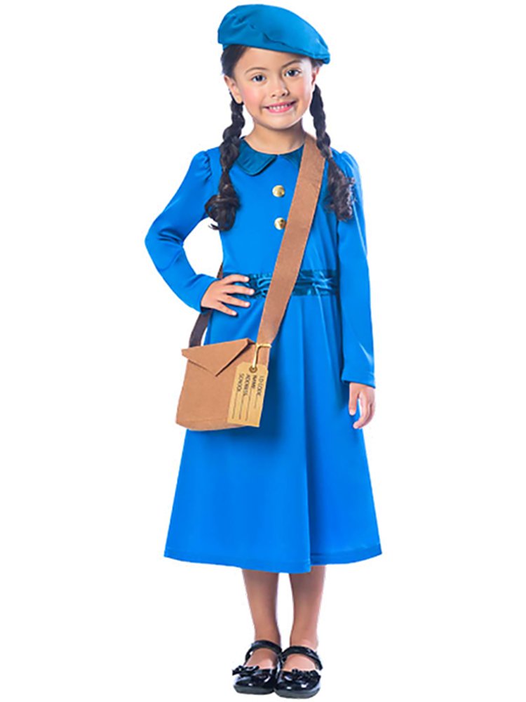 Evacuee Girl Blue Dress - Child Costume – Party Delights Wondergroup