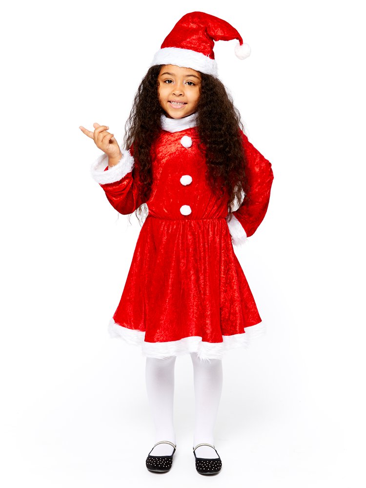 Plush Miss Santa Dress - Child Costume – Party Delights Wondergroup