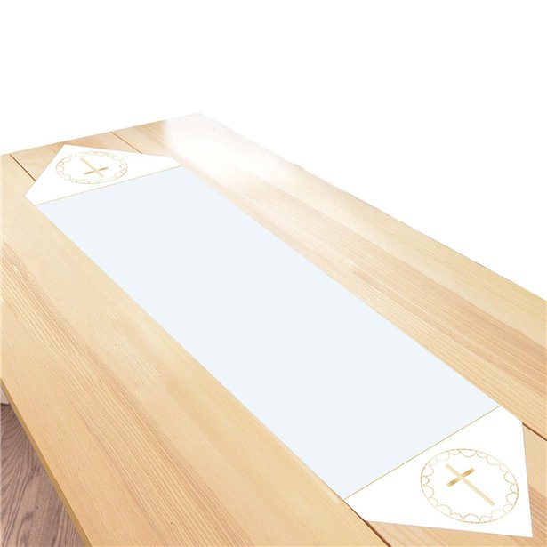 Blue Botanical Cross Fabric Table Runner - 1.8m – Party Delights ...