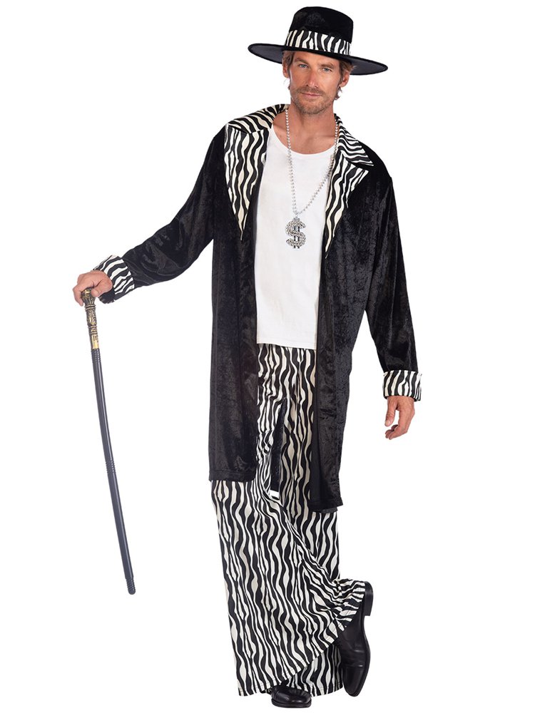 Zebra Print Gangster Pimp - Adult Costume – Party Delights Wondergroup