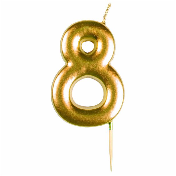 Number 8 Gold Candle – Party Delights Wondergroup