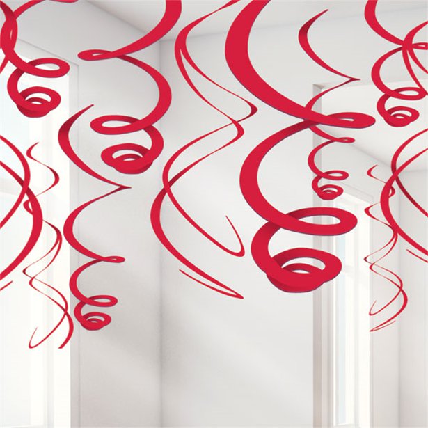 Red Hanging Swirls Decoration - 55cm (12pk) – Party Delights Wondergroup