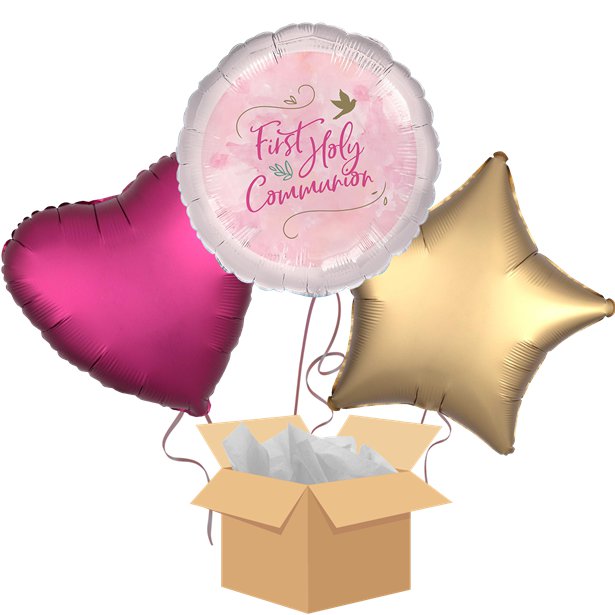 First Holy Communion Pink Balloon Bouquet - Delivered Inflated – Party ...