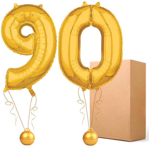 Gold 26" Number 90 Bouquet - Delivered Inflated – Party Delights ...