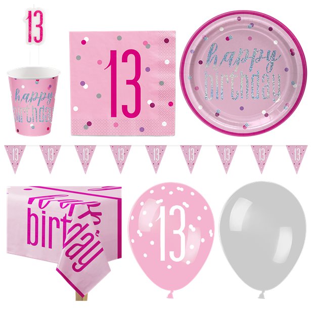 Pink 13th Birthday - Deluxe Party Pack for 16 – Party Delights Wondergroup