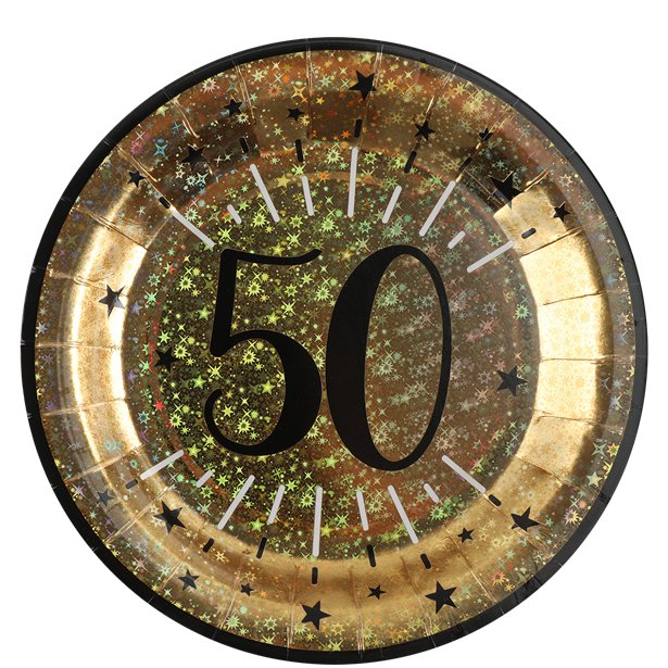 Sparkling Gold 50th Paper Plate - 23cm (10pk) – Party Delights Wondergroup