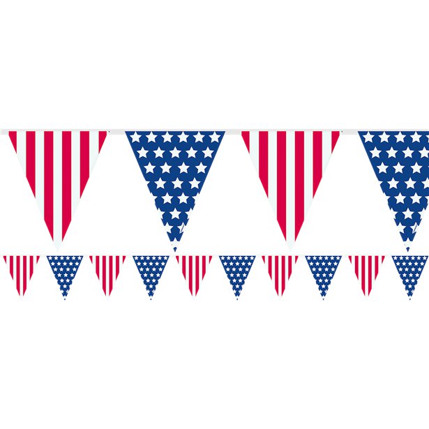 USA American Flag Plastic Bunting - 3.7m – Party Delights Wondergroup