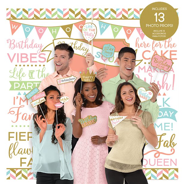 Confetti Fun Wall Decorating Kit with Photo Booth Props (15pk) – Party ...