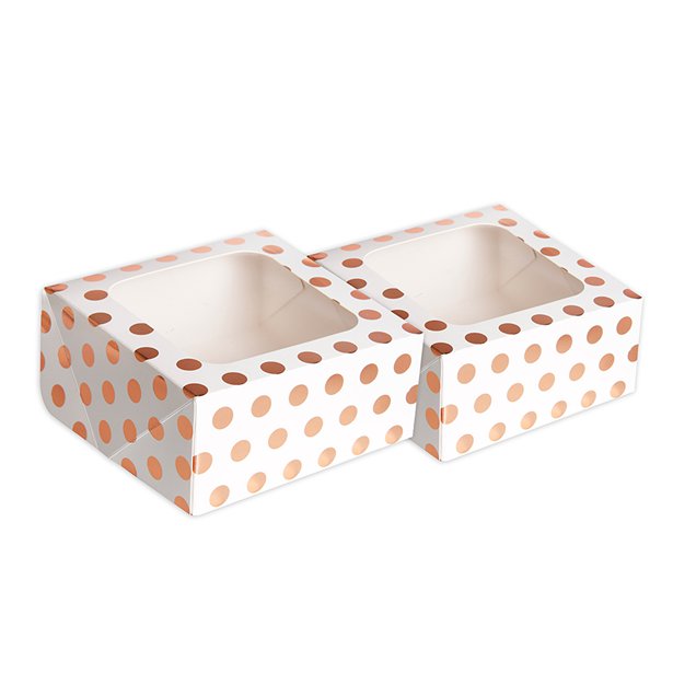 Rose Gold Square Treat Boxes - 16cm (2pk) – Party Delights Wondergroup