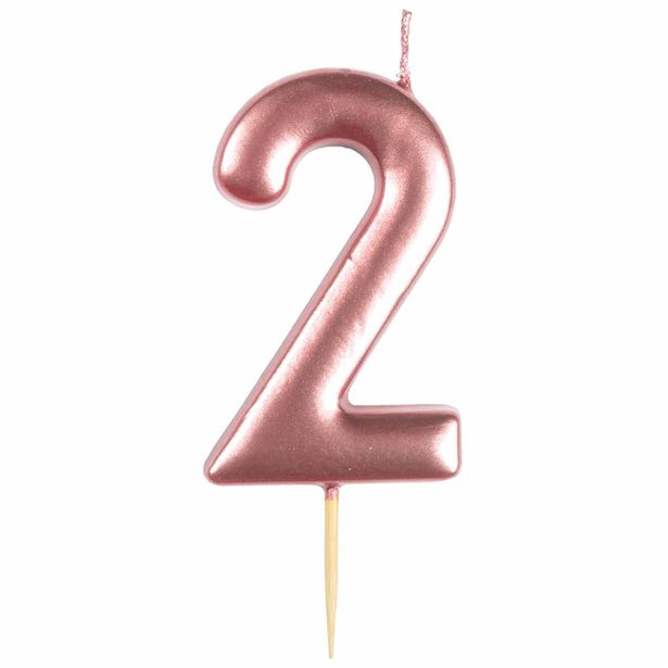Number 2 Rose Gold Candle – Party Delights Wondergroup