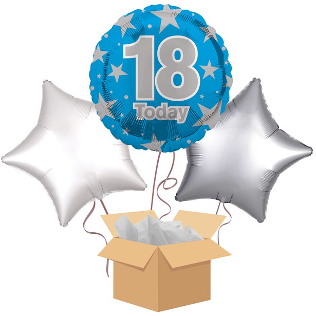 18 Today Blue Balloon Bouquet - Delivered Inflated – Party Delights ...