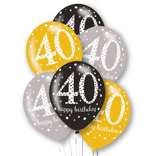 Age 40 Latex Balloons - 11" (6pk) – Party Delights Wondergroup
