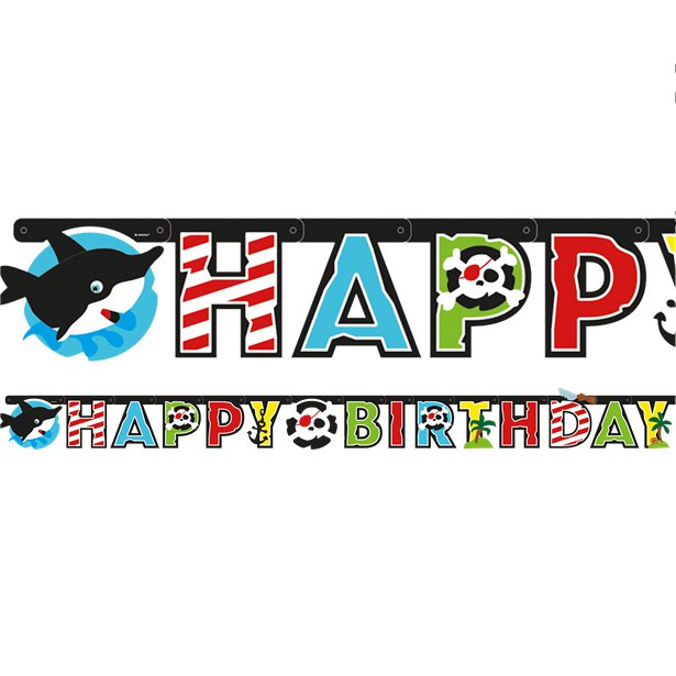 Captain Pirate 'Happy Birthday' Paper Banner - 1.8m – Party Delights ...