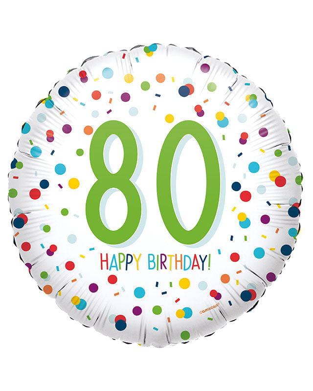 Confetti Birthday Age 80 Balloon - 18" Foil – Party Delights Wondergroup