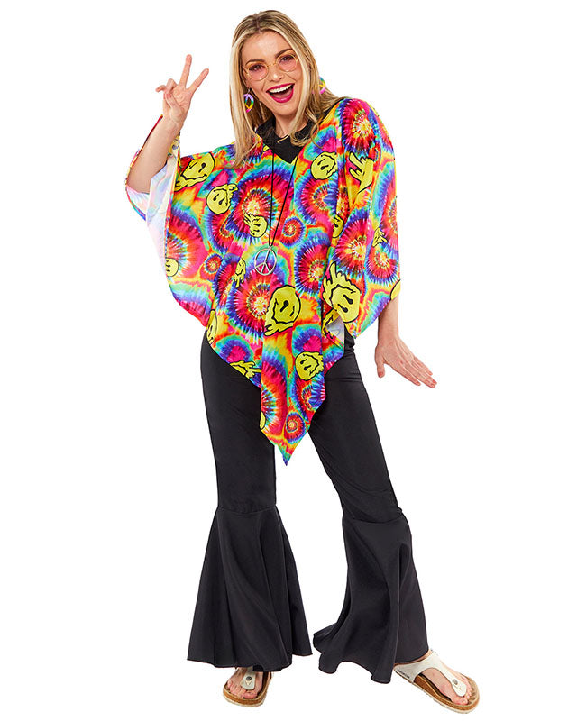 Tie Dye Poncho - Adult Costume – Party Delights Wondergroup