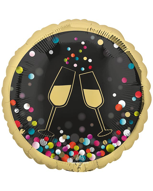 CHEERS Confetti Double Sided Balloon - 18" Foil – Party Delights ...