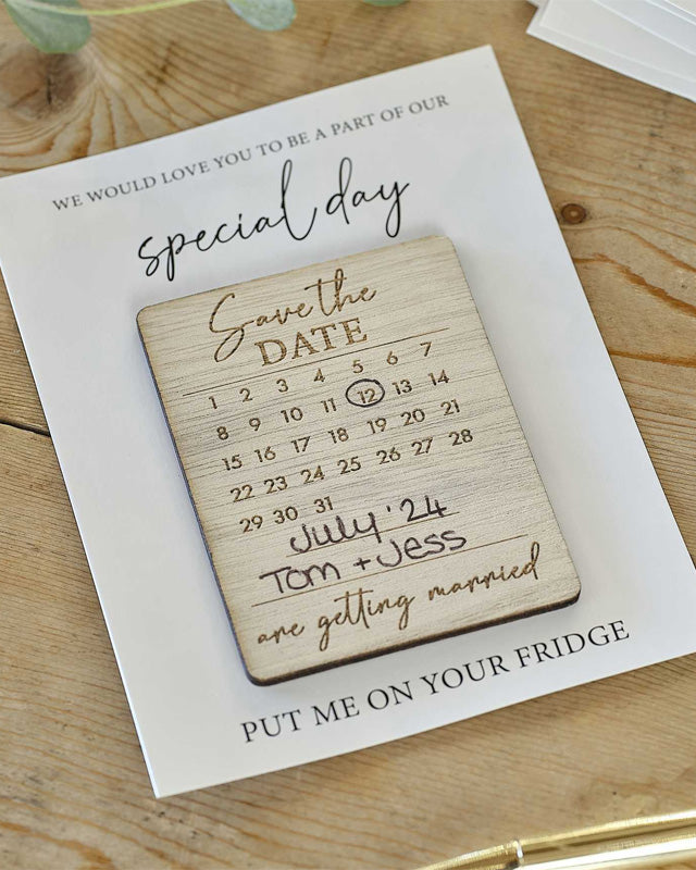 Rustic Romance Wooden 'Save the Date' Magnets (10pk) – Party Delights ...